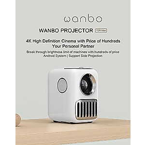 FCHJJ Global Version Wanbo T2R MAX Projector 1080P Mini LED Portable WiFi 7000Lux Full HD 4K Android 9.0 1GB RAM 16GB ROM1920*1080P Keystone Correction for Home