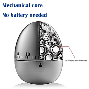 U/S Egg Kitchen Timer Cute Manual,Stainless Steel Metal Mechanical Visual Countdown Cooking Timer with Loud Alarm for Kids Cooking Tools