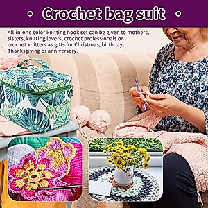 87 Pcs Crochet Kit for Beginners, Crochet Starter Kit, Crochet Needles Set with 12 Yarn Balls Plastic Sewing Needles Stitch Marker Storage Bag Knitting Accessories for Adults Kids Beginner Craft