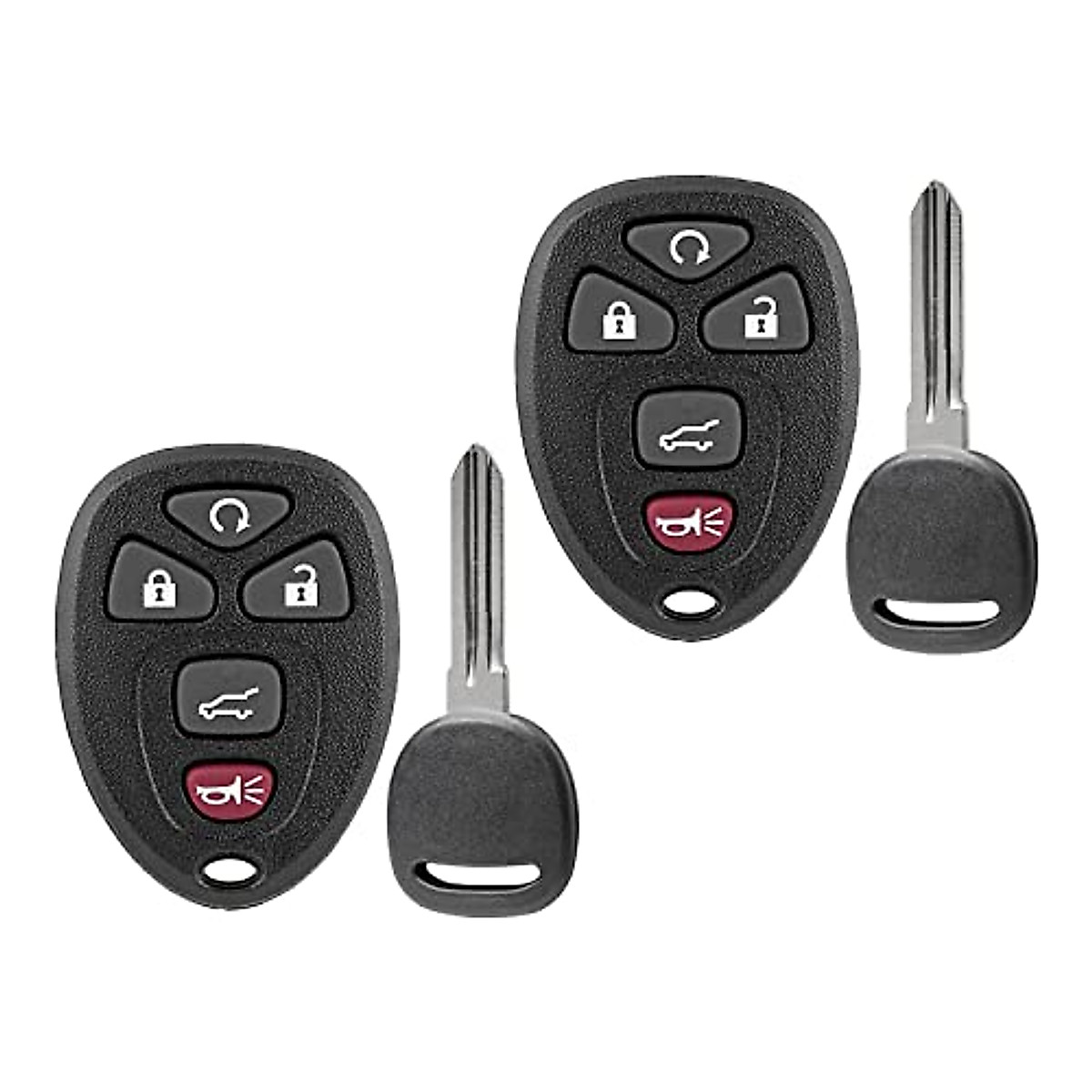 Keyless Remote Start Car Key Fob with Ignition Key fits Chevy Suburban Tahoe Traverse/GMC Acadia Yukon/Cadillac Escalade SRX/Buick Enclave/Saturn Outlook OUC60270, OUC60221 (Pack of 2)