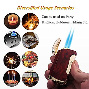 PROMISE Torch Lighter Double Jet Flame Cigar Lighter (Brown Grain)