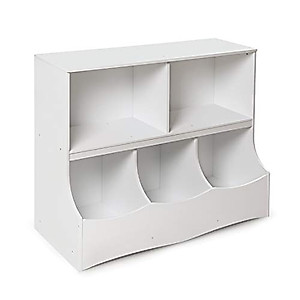 Multi-Bin Storage Organization 2 Shelf and 3 Bin Cubby Unit
