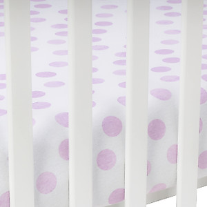 Andi Mae Crib Sheet - Purple Dots - 100% Jersey Cotton - Fits Standard Crib or Toddler Mattresses