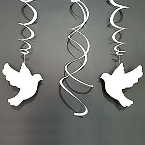24 pcs White Pigeon Swirls Decor Birthday Party Baby Shower White Hanging Swirls Baptism Decorations for Boys Girls
