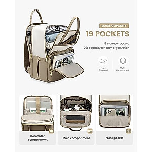 LOVEVOOK Laptop Backpack for Women 15.6 Inch, Travel Backpack Personal Item Size Carry On Bag, Women’s Computer Backpack Work Laptop Bag With Water-Resistant, College Backpack Teacher Nurse Bag, Khaki