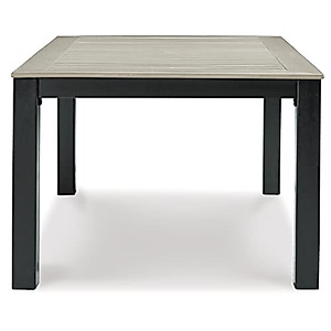 Signature Design by Ashley Mount Valley Contemporary Outdoor Dining Table with Umbrella Option, Light Gray & Black