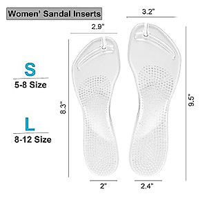 (2 Pairs) Cushion Insoles for Flip Flop Thong Sandals, Gel Adhesive Arch Support Flip Flop Thong Inserts Pain Relief Anti-Slip for High Heels