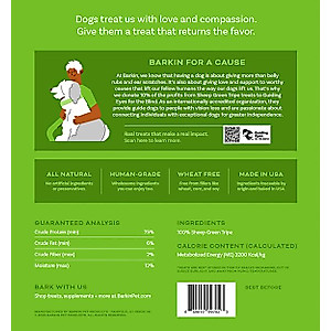 Barkin 100% Lamb Green Tripe, Air-Dried Single Ingredient Dog Treats, Free Range and Grass Fed Lamb, All Natural, Everyday Dog Treats and Dental Chews, 3.5oz.