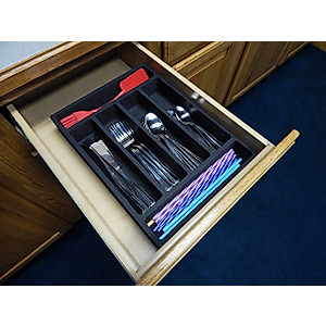 Polar Whale Flatware Silverware Drawer Organizer for Cutlery Forks Knives Spoons Serving Utensils Non-Slip Premium Waterproof Tray Insert 11 x 15 Inches 6 Slot Extra Deep Pair Set