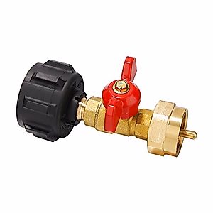 Roastove QCC1 Propane Refill Adapter, Propane Refill Pressure Adapter Coupler with ON-Off Control Valve, for Camping Grill 1LB Bottle Tank 20~40LBS Cylinder
