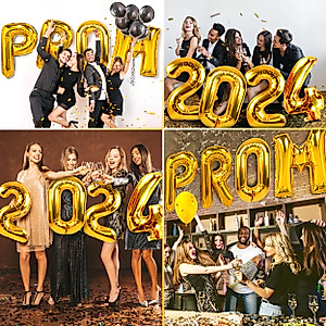 algpty Prom 2024 Balloons Gold 40 Inch Giant - Prom 2024 Decorations Decor for Prom 2024 Party Graduation Decorations Foil Mylar Prom 2024 Balloons Banner Sign for Prom Night Graduation Party