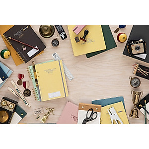 DesignWorks Ink Standard Issue Yellow Planner Notebook No. 3 Journal with Lined Pages, Elastic Closure, Pen Holder, and 3 Ribbon Marker for Work, Writing, Journaling