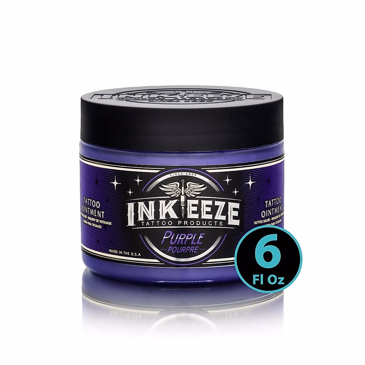 INK-EEZE Purple Tattoo Ointment for Artists and Aftercare, Essential Oils, Petroleum Free, Cruelty Free, Made in USA, Lavender, 6oz
