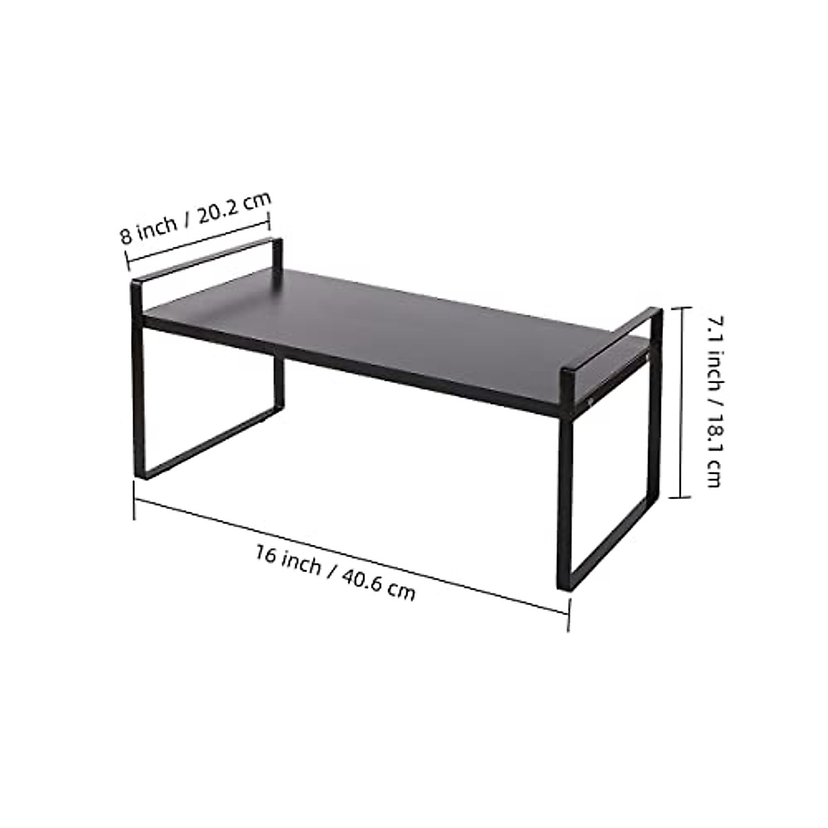 Tonxus Cabinet Pantry Shelf,Countertop Organizer,Heavy Duty Metal + Wood,Cupboard Stand Spice Rack,Under Sink Shelf,Organization and Storage for Kitchen Bathroom (Black)