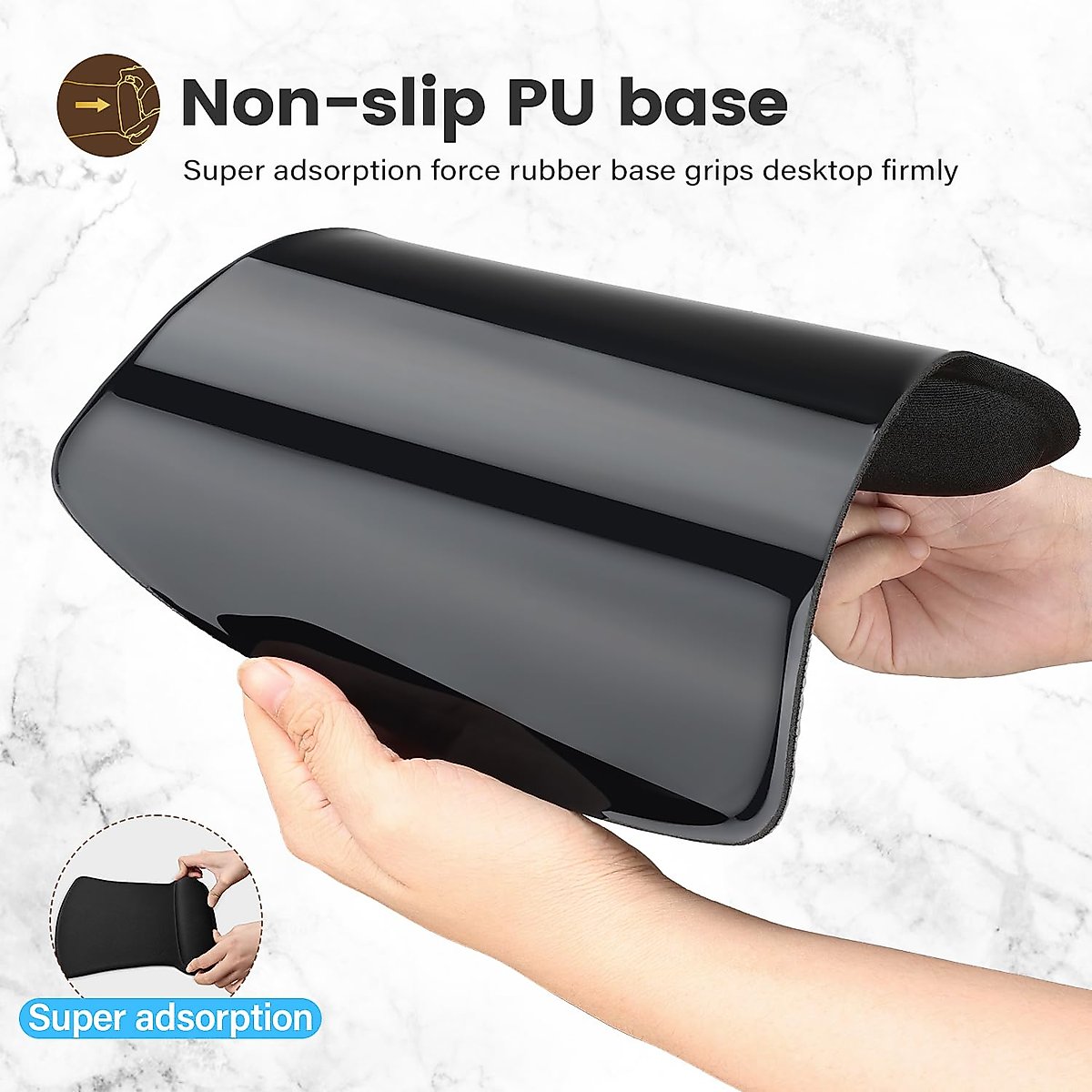 Soqool 𝑴𝒐𝒖𝒔𝒆 𝑷𝒂𝒅, Ergonomic Mouse Pad Gel Computer Mouse Pad with Wrist Rest for Laptop, Anti-Slip Rubber Base, Spill-Resistant Surface, Durable Materials, Portable for Office & Home, Black