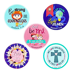 Juvale 1000 Pieces Christian Stickers, Bible Verse Stickers for Kids, Easter, School, Religious Sticker Roll, 10 Designs, James 1:17, Psalm 104:33, Ephesians 4:32 (1.5 in)