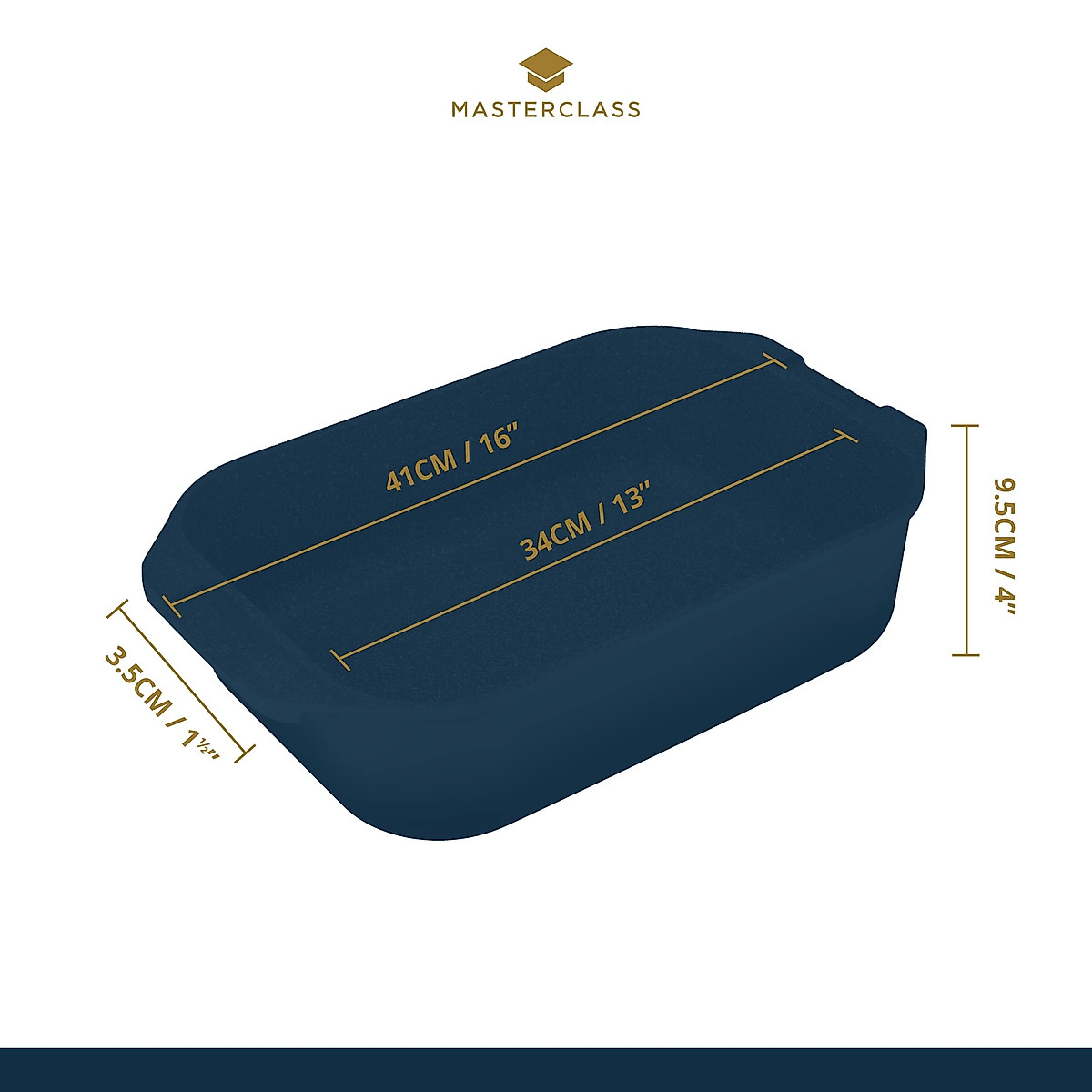 MasterClass Deep Cast Aluminium Roasting Tin, Lightweight Roasting Tray with Handles, Oven and Induction Safe, 41 x 26 cm, Grey Ombre