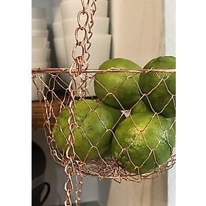 Fox Run 3-Tier Copper Kitchen Hanging Fruit Baskets, 32 Inches