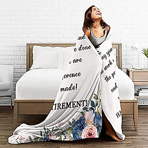 AJIIUSV Retirement Gifts Throw Blanket Happy Retirement Flannel Blankets for Retired Women Teacher Boss Farewell Present 50"x60"
