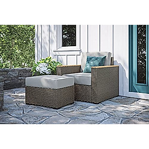 Homestyles Boca Raton Outdoor Ottoman, 1 Seat, Grey
