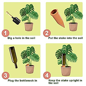 vensovo 10pcs Terracotta Watering Spikes - Automatic Self Watering Stakes, Plant Watering Devices for Wine Bottles Recycled Bottles, Clay Plant Garden Waterers for Vacations