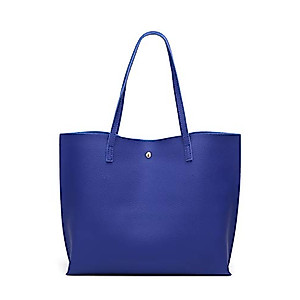 Dreubea Women's Soft Faux Leather Tote Shoulder Bag from, Big Capacity Tassel Handbag Royal Blue