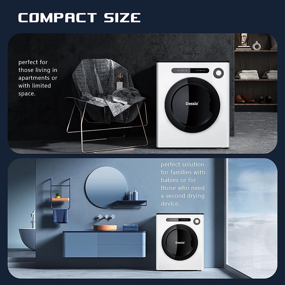 Iorbur DTD10-WHITE 11LBS Capacity Compact, 110V 970W Portable Clothes Small Spaces RVs and Apartments Quiet, Sturdy and Easy to Use, Supplemental Dryer for Laundry Machines Drying, Grey