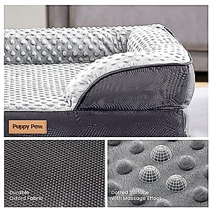 Soft Supportive Certipur-Us Certified Egg Crate Foam Dog Bed for Large Dogs, Waterproof Inner Lining, Chew Proof Oxford Bottom (35" x 25" x 7", Up to 75LBs)