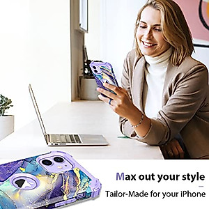 Rancase for iPhone 12 Case,iPhone 12 Pro Case,Three Layer Heavy Duty Shockproof Hard Plastic Bumper +Soft Silicone Rubber Case for iPhone 12/12 Pro,Purple