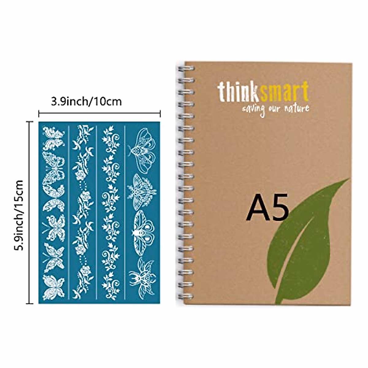 CREATCABIN Silk Screen Stencils for Polymer Clay Reusable Silkscreen Print Kit Self-Adhesive Printing DIY Art for Earring Jewelry Making Wood Fabric Wall T-Shirt Paper 5.9 x 3.9 Inch(Butterfly Flower)