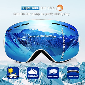 EXP VISION Ski Snowboard Goggles with Balaclava Ski Mask for Women Men and Younth, OTG Snow Goggle Anti Fog Winter Face Mask