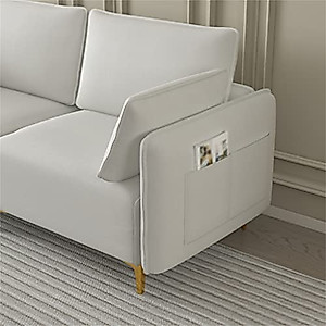 sgzyl L Shape Sectional Sofa with USB Beige Fabric