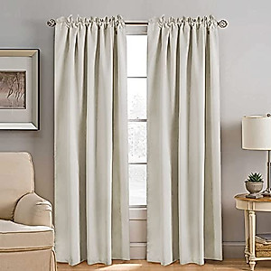 H.VERSAILTEX Blackout Curtains Thermal Insulated Window Treatment Panels Room Darkening Blackout Drapes for Living Room Back Tab/Rod Pocket Bedroom Draperies, 52 x 84 Inch, Ivory/Cream, 2 Panels