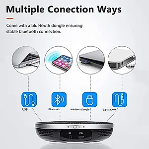 TONGVEO All-in-One Conference Room Video Camera System Bundle HD 1080P 60fps 3X Optical Zoom USB3.0 HDMI PTZ Camera and Bluetooth Conference Speakerphone with Microphones