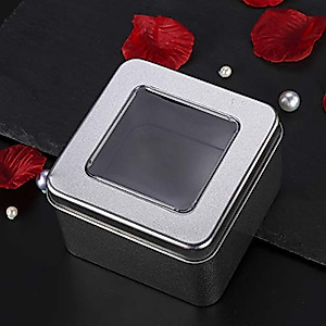 UPKOCH Clear Square Empty Tin 10PCS Metal Rectangular Empty Tins- Portable Box Containers Small Storage Kit& Home Organizer small tins with lids craft containers for Candies, Gifts- Square Tin