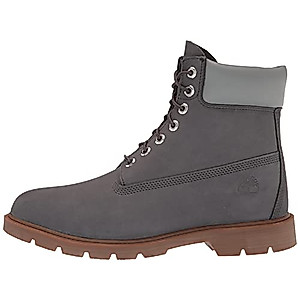 Timberland Men's 6 Inch Basic Waterproof Boots with Padded Collar, Dark Grey Nubuck, 10