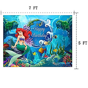 7x5ft Ariel Mermaid Princess Backdrop,Under The Sea Mermaid Background for Photography Girls Birthday Party Decoration Supplies