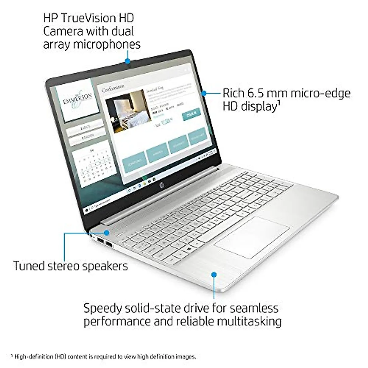 HP 15-inch HD Laptop, AMD Ryzen 7 3700U Processor, 8 GB RAM, 256 GB SSD, Windows 10 Home (15-ef0022nr, Natural Silver) (Renewed)