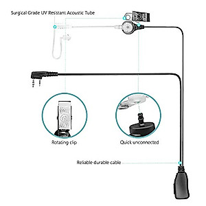 Walkie Talkie Earpiece with MIC 2 Pin Acoustic Tube Headset Two Way Radio Earpiece for BF-888S AR-5 UV-5R H-777 TW-325 Two Way Radio (6 Pack)
