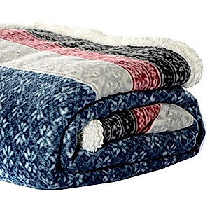 Eddie Bauer Brushed Throw Blanket Reversible Sherpa & Brushed Fleece, Lightweight Home Decor for Bed or Couch, Fair Isle Midnight