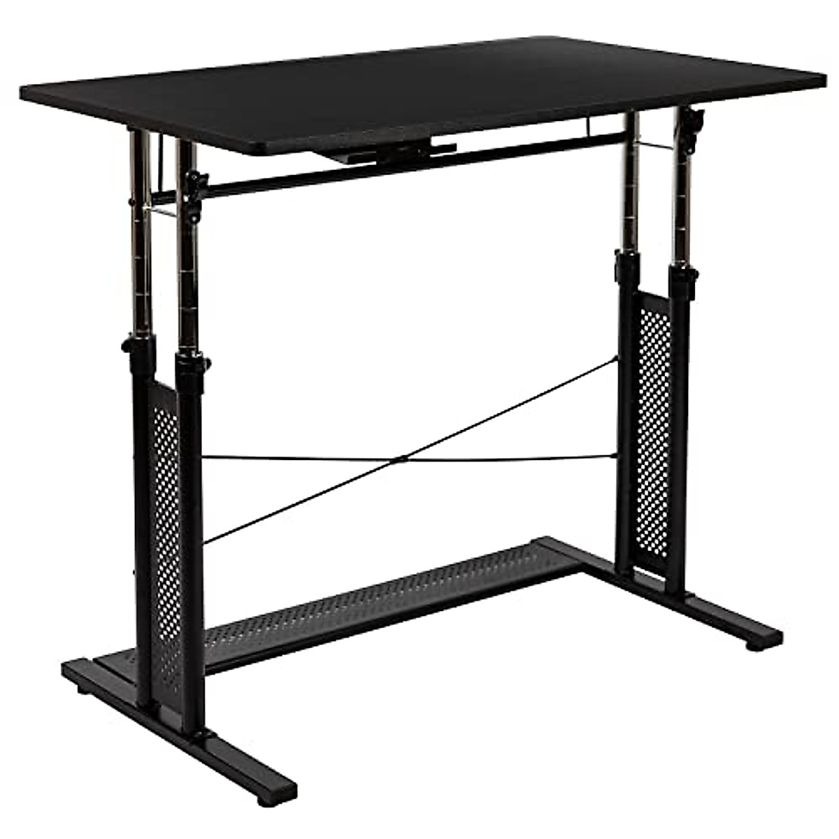 Flash Furniture Fairway Height Adjustable (27.25-35.75"H) Sit to Stand Home Office Desk - Black
