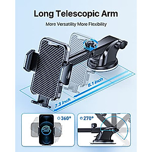 andobil Windshield Car Phone Holder [Super Suction Cup, Military Sturdy] Ultra Stable 3 in 1 Cell Phone Mount for Car Dashboard Vent Fit for iPhone 14 13 12 Pro Max Plus Samsung S23 S22 All Phones