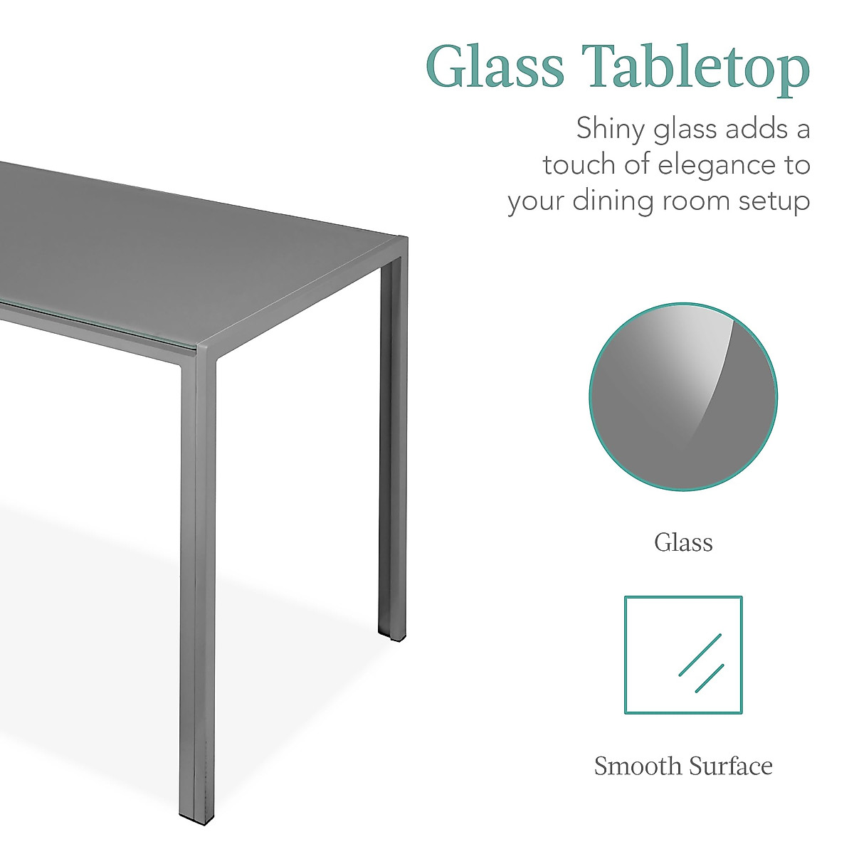 Best Choice Products 5-Piece Glass Dining Set, Modern Kitchen Table Furniture for Dining Room, Dinette, Compact Space-Saving w/Glass Tabletop, 4 Upholstered PU Chairs, Metal Steel Frame - Gray