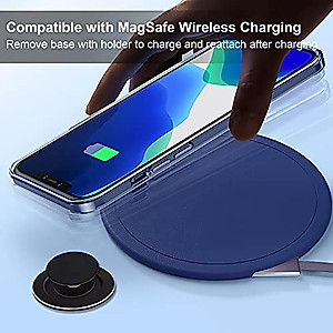 Tomorotec Removable Magnetic Base Compatible with Collapsible Phone Grip Holder Ring Stand, Magnetic Case Wireless Charging Compatible with iPhone 12, Phone Grip Not Included (Black)