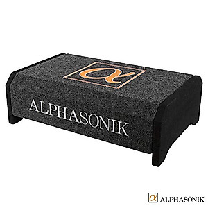 Alphasonik AS10DF 10" 1200 Watts 4-Ohm Down Fire Shallow Mount Flat Enclosed Sub woofer for Tight Spaces in Cars and Trucks, Slim Thin Loaded Subwoofer Air Tight Sealed Bass Enclosure