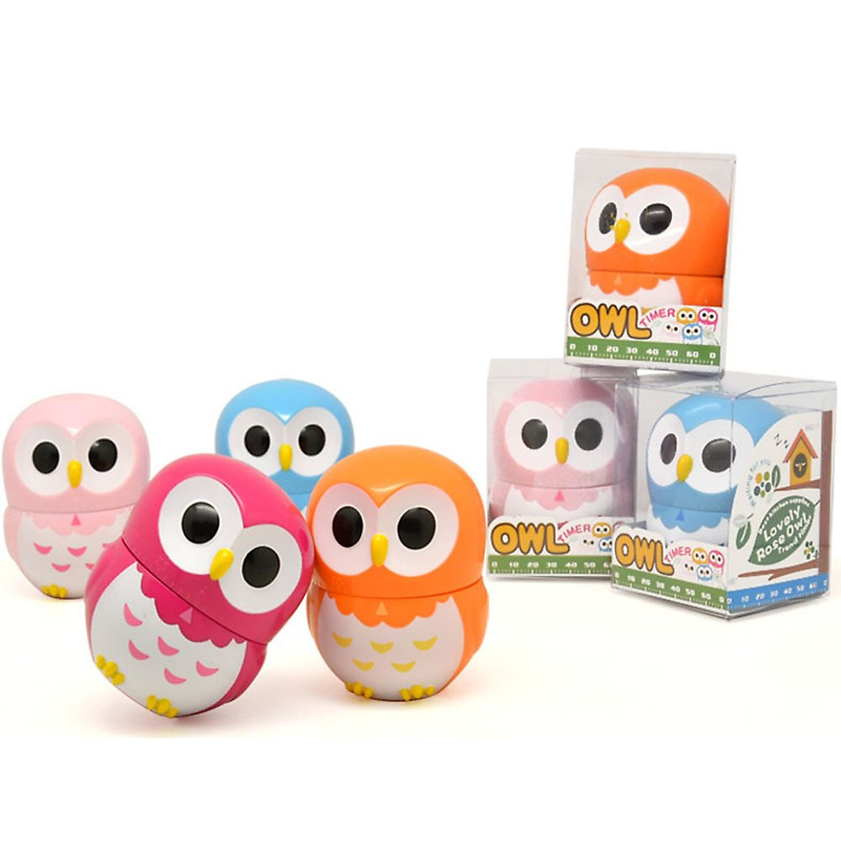 Golandstar Cute Cartoon Owl Timers Mini Size 60 Minutes Mechanical Kitchen Cooking Timer Clock Loud Alarm Counters Manual Timer (Orange)