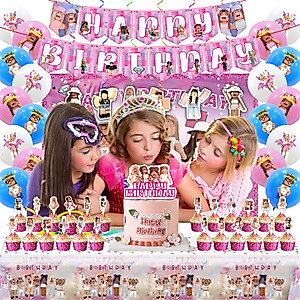 Birthday Party Supplies, Party Decorations Include Happy Birthday Banner, Backdrop, Tablecloth, Cake Toppers, Hanging Swirls, Cupcake Toppers, Latex Balloons