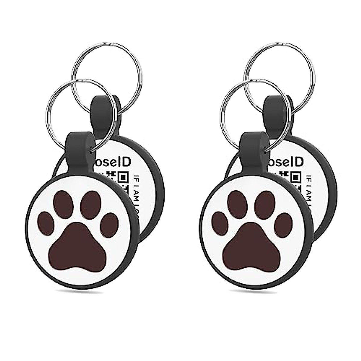 WhoseID QR Code Cat Tag, Modifiable Pet Online Profile Display Page, Multiple Emergency Contact, Silent Silicone Cat Tag, Collar Accessories, Personalized Cat Tag (Small Breeds - 1", Black & Black)