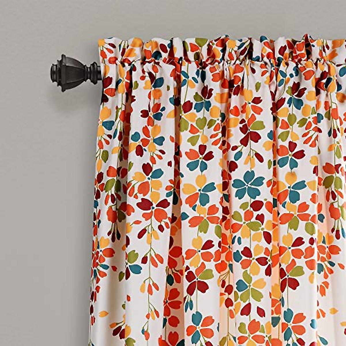 Lush Decor Weeping Flowers Darkening Window Curtains Panel Set for Living, Dining Room, Bedroom (Pair), 84 x 52 in, Turquoise & Tangerine, 2 Count