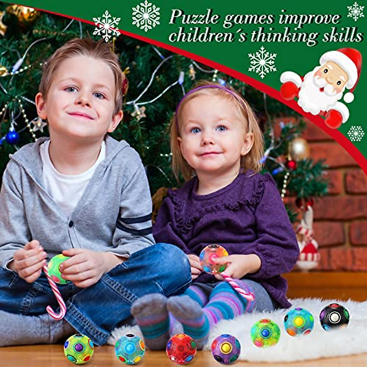 10 Pcs Rainbow Puzzle Ball Magic Rainbow Ball Fidget Toys Ball Stress Reliever for Teens and Adults, Boys and Girls, Birthday Christmas Stocking Stuffers Toy